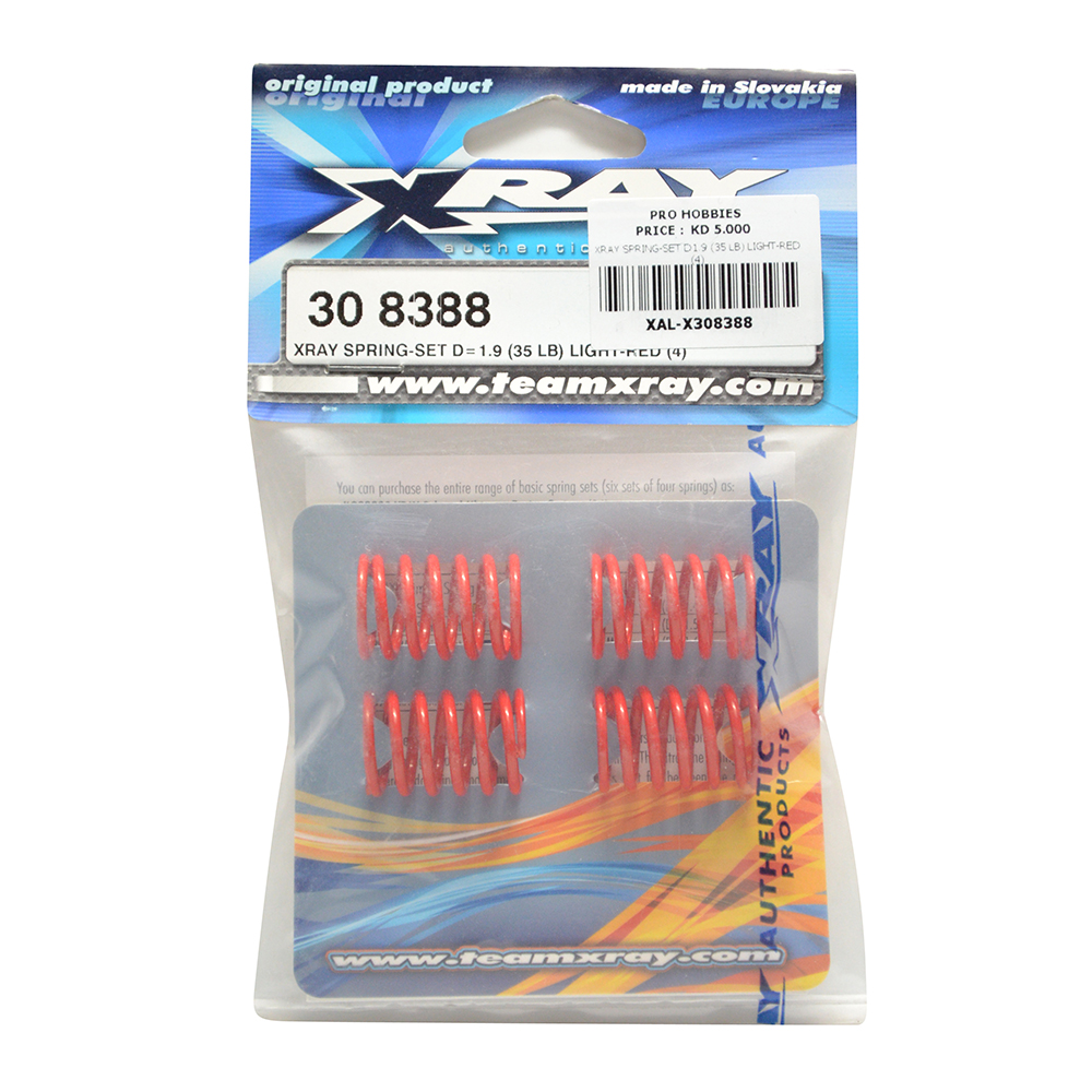 XRAY SPRING-SET D1.9 (35 LB) LIGHT-RED (4)