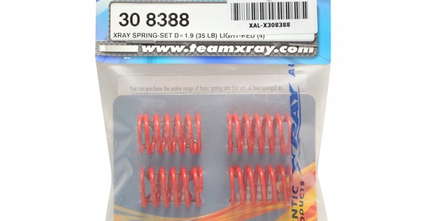 XRAY SPRING-SET D1.9 (35 LB) LIGHT-RED (4)